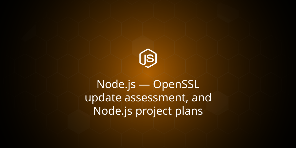 Node.js — OpenSSL update assessment, and Node.js project plans